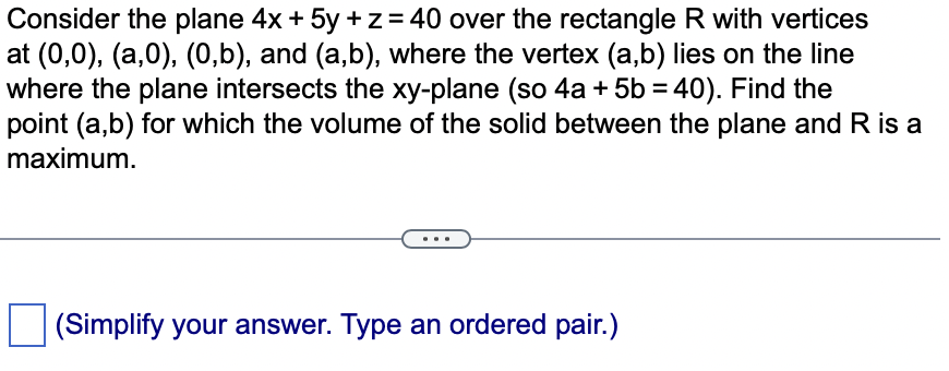 Solved Consider the plane 4x+5y+z=40 over the rectangle R | Chegg.com