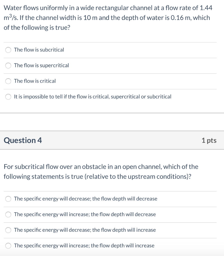 Solved Water flows uniformly in a wide rectangular channel | Chegg.com
