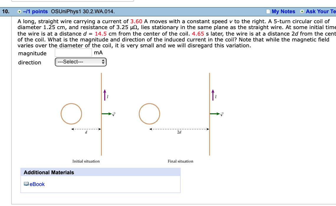 Solved O -1 points oSUniPhys1 30.2.WA.014 My Notes 10. Ask | Chegg.com Solved O -1 points oSUniPhys1 30.2.WA.014 My Notes 10. Ask | Chegg.com