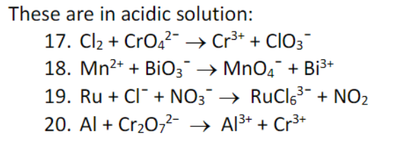 Solved Can someone help balance these redox equations? Thank | Chegg.com