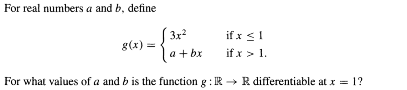 Solved For real numbers a and b, define | 3x2 g(x) = 3 | a + | Chegg.com