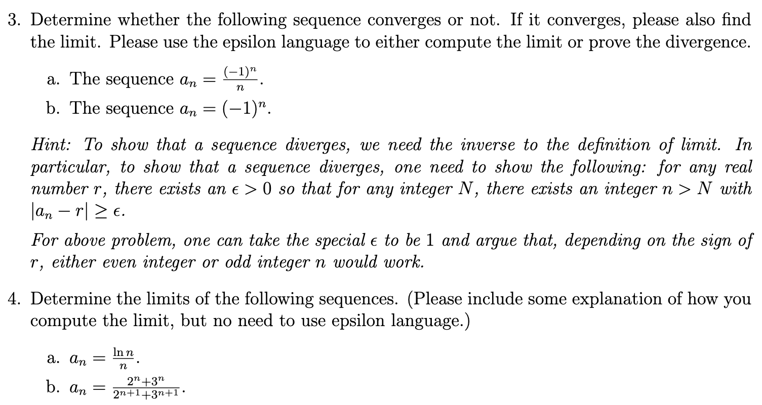 Solved 3. Determine whether the following sequence converges | Chegg.com