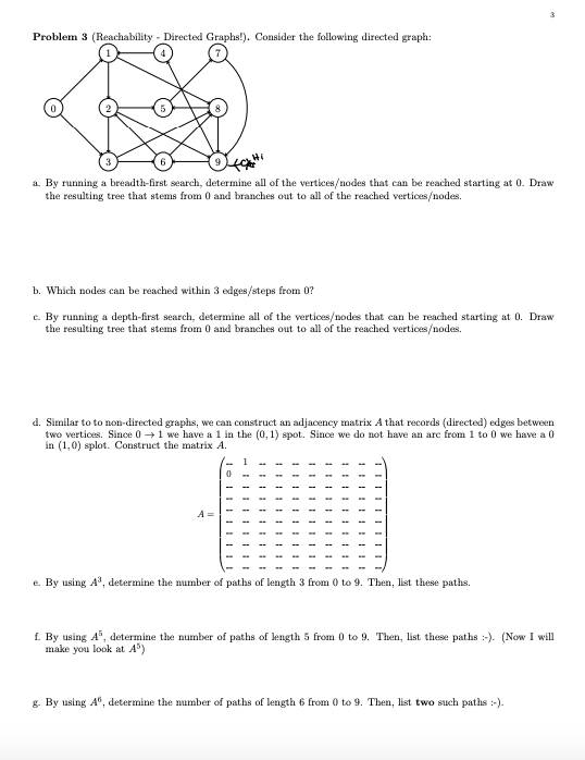 Solved Problem 3 (Reachability - Directed Graphs!). Consider | Chegg.com