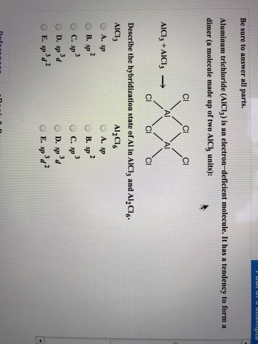 Solved Be sure to answer all parts. Aluminum trichloride | Chegg.com
