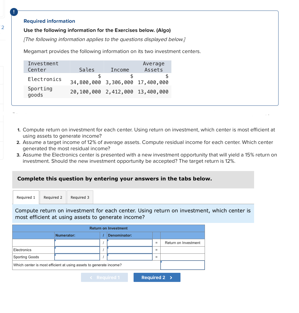 Solved DO ALL 3 ﻿REQUIRED TABS (1,2,3) ﻿Use the following | Chegg.com