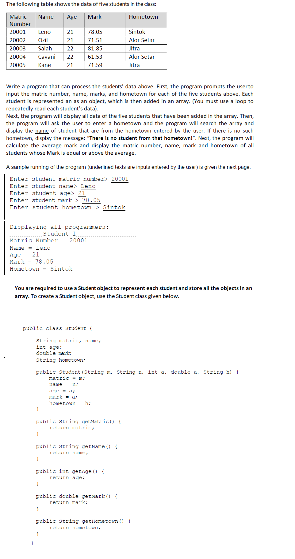 Solved The following table shows the data of five students | Chegg.com