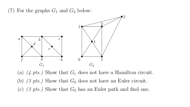 Solved (7) For the graphs G1 and G2 below: (a) (4 pts.) Show | Chegg.com