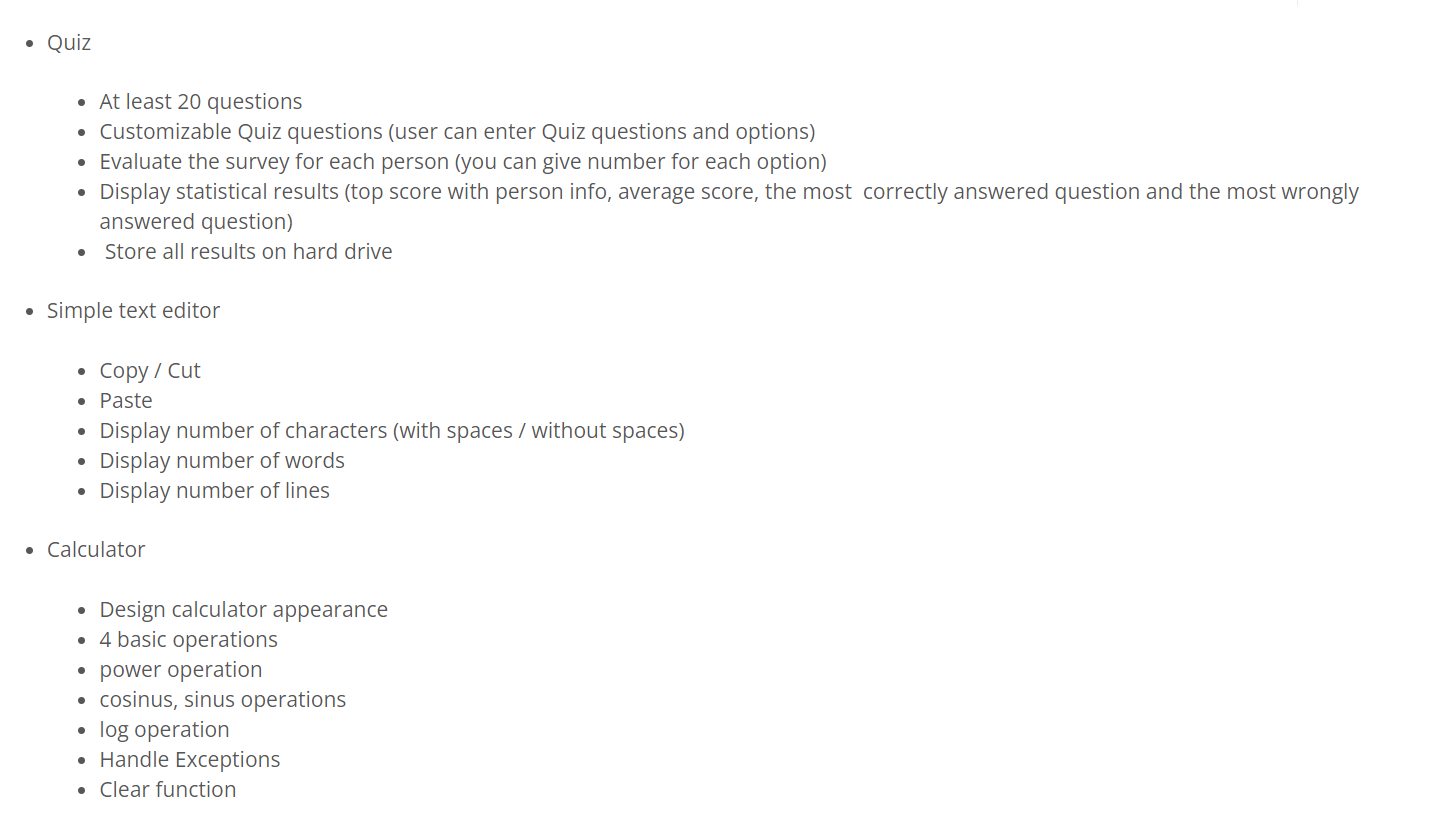 Solved Choose one of the project. Use GUI. Use txt file for | Chegg.com