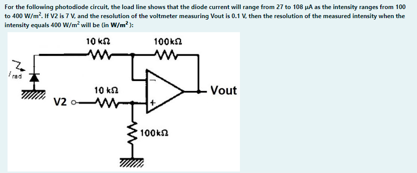 Solved For the following photodiode circuit, the load line | Chegg.com