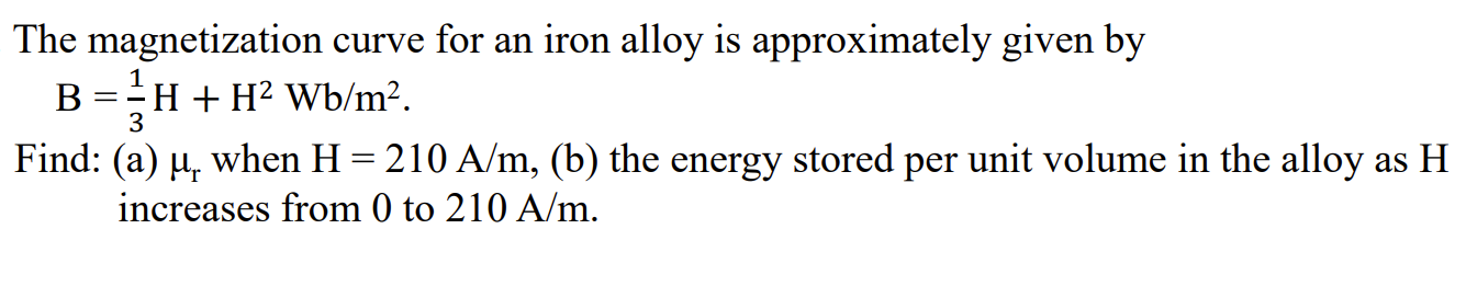 Solved The magnetization curve for an iron alloy is | Chegg.com