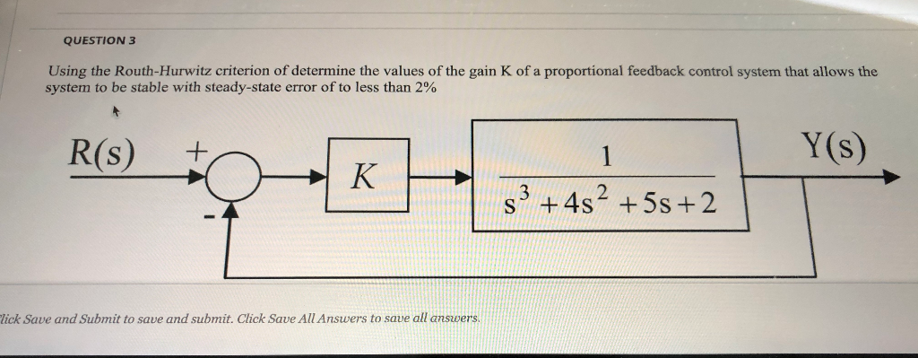Solved QUESTION 3 Using the Routh-Hurwitz criterion of | Chegg.com