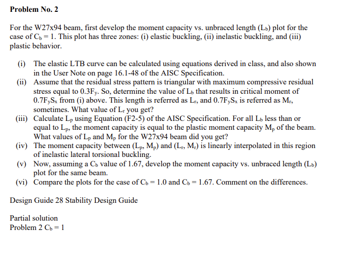 Solved For the W27x94 beam, first develop the moment | Chegg.com