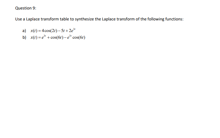 Solved Use a Laplace transform table to synthesize the | Chegg.com