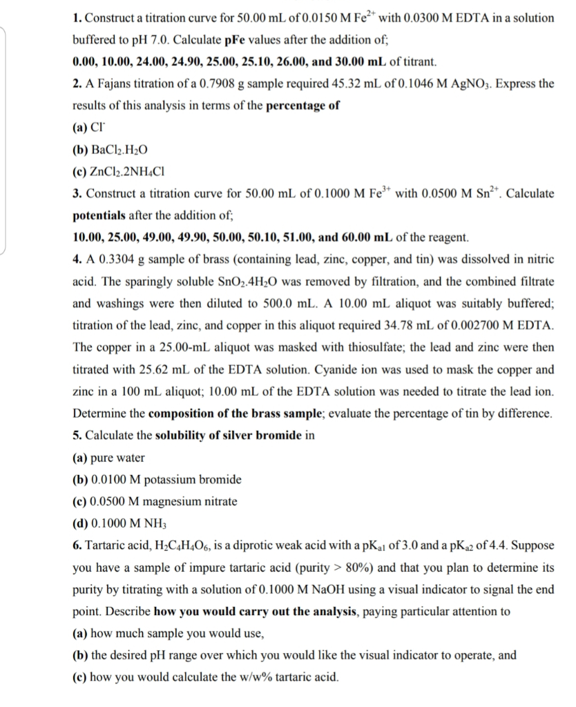 1. Construct a titration curve for 50.00 mL of 0.0150 | Chegg.com
