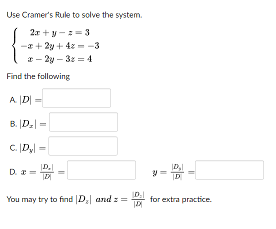 Solved Use Cramer's Rule to solve the system. | Chegg.com
