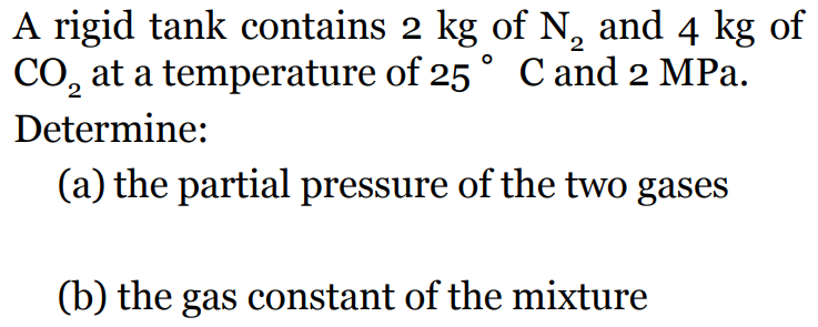 Solved A rigid tank contains 2 kg of N2 and 4 kg of CO2 at a | Chegg.com