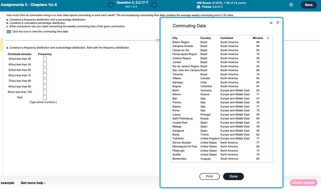 Solved b. Construct a cumulative percentage distribution. c. | Chegg.com