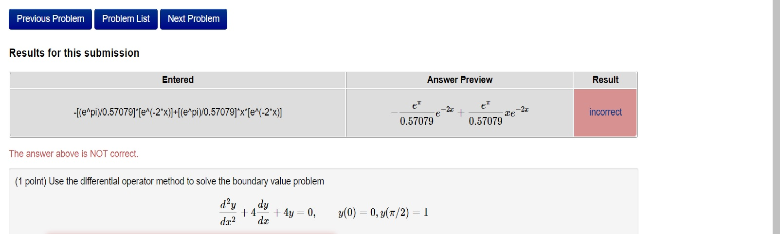 Solved Previous Problem Problem List Next Problem Results | Chegg.com