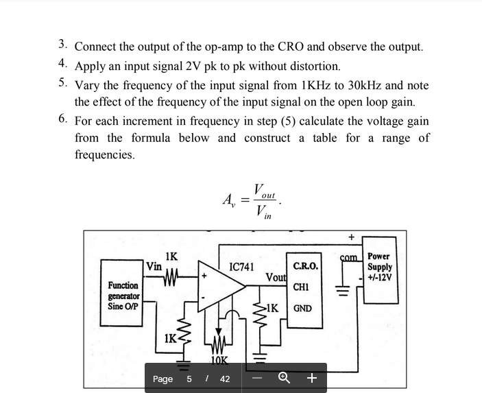Solved Figure 2. 4. Procedure Part 1. Open loop voltage gain | Chegg.com