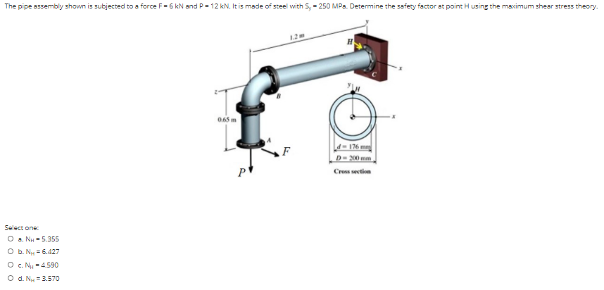 Solved The pipe assembly shown is subjected to a force F= 6 | Chegg.com