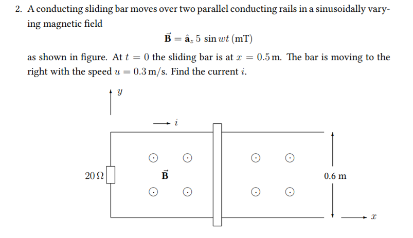 Solved 2. A conducting sliding bar moves over two parallel | Chegg.com
