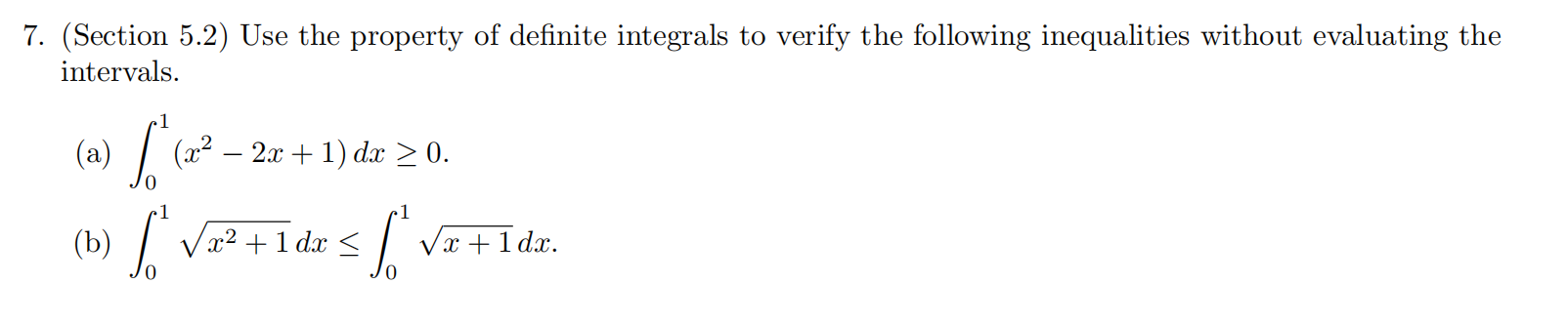 Solved (Section 5.2) ﻿Use the property of definite integrals | Chegg.com