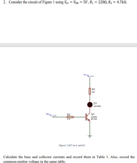 Solved 2. Consider the circuit of Figure I using Vee = V = | Chegg.com