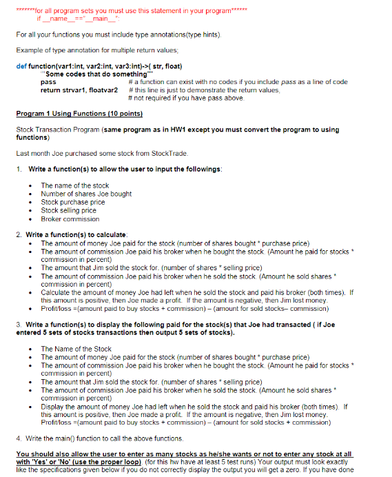 Solved *******for all program sets you must use this | Chegg.com