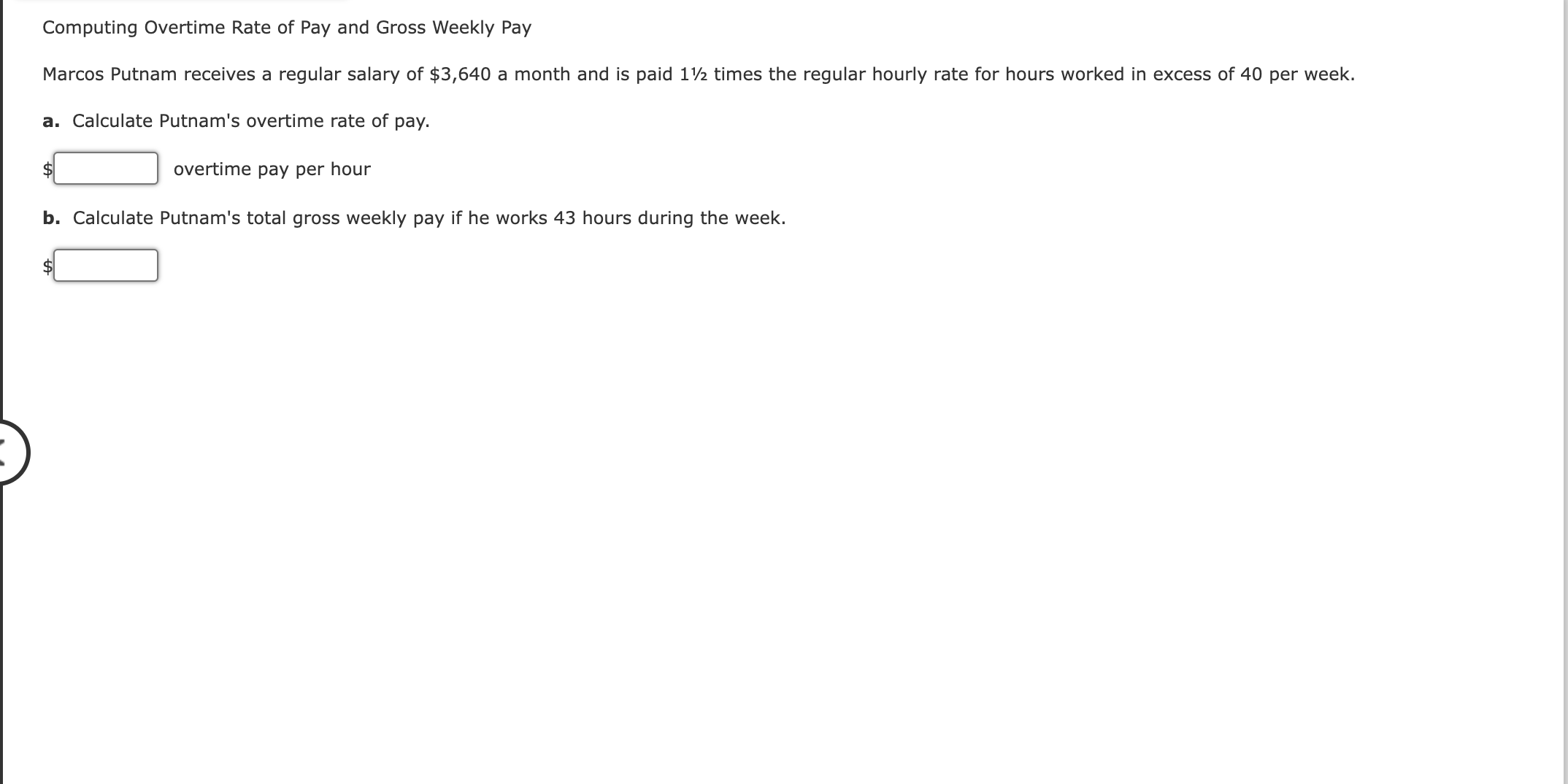 Solved Computing Overtime Rate of Pay and Gross Weekly Paya. | Chegg.com