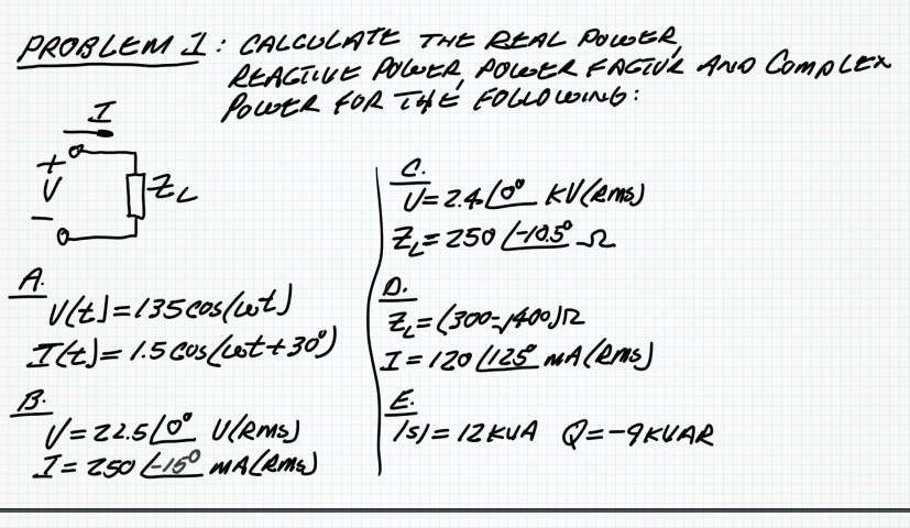 Solved PROBLEM II: CALCULATE THE REAL POWER REAGTUE POWER, | Chegg.com