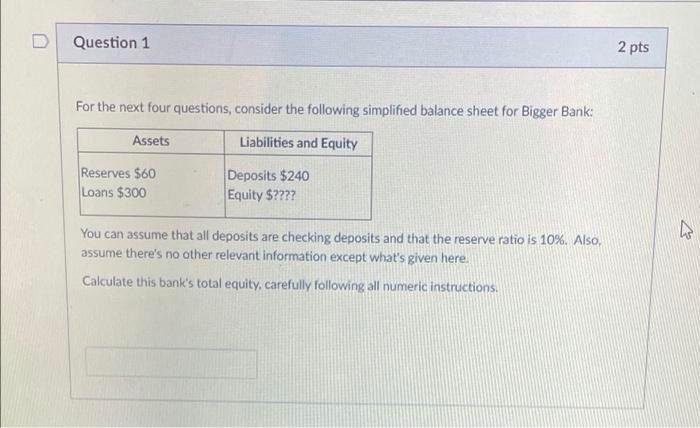 Solved Question 1 2 pts For the next four questions, | Chegg.com