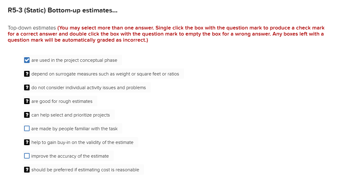 Solved R5-3 (Static) Bottom-up estimates... Top-down | Chegg.com