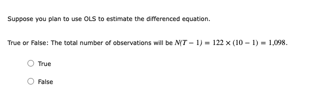 Solved 12. First-differenced equation with T time periods | Chegg.com