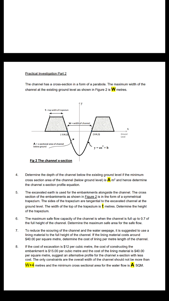 Solved The channel has a cross-section in a form of a | Chegg.com