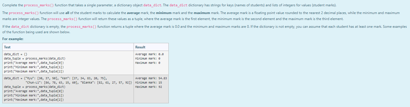 Solved Complete the process_marks() function that takes a | Chegg.com