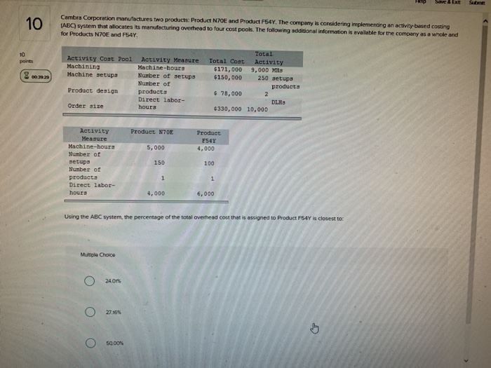 Solved o on manufactures two products: Product N70E and | Chegg.com