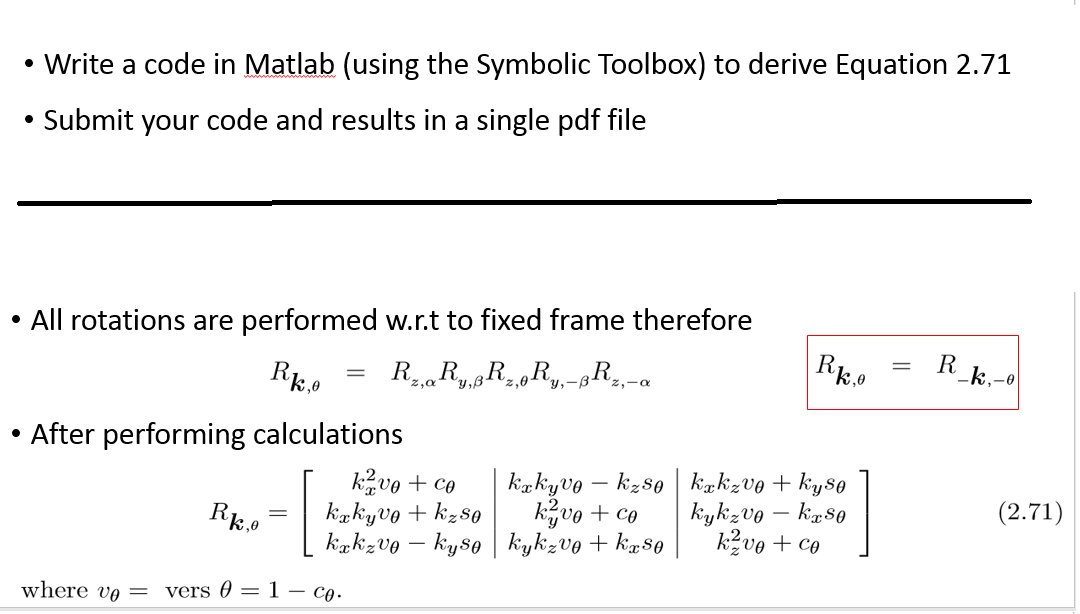 . Write a code in Matlab (using the Symbolic Toolbox) | Chegg.com