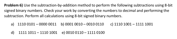 Solved Problem 6) Use the subtraction-by-addition method to | Chegg.com