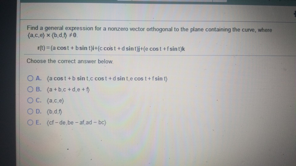Solved Find a general expression for a nonzero vector | Chegg.com