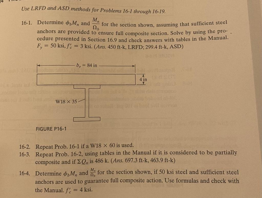 Solved Use LRFD and ASD methods for Problems 16-1 through | Chegg.com