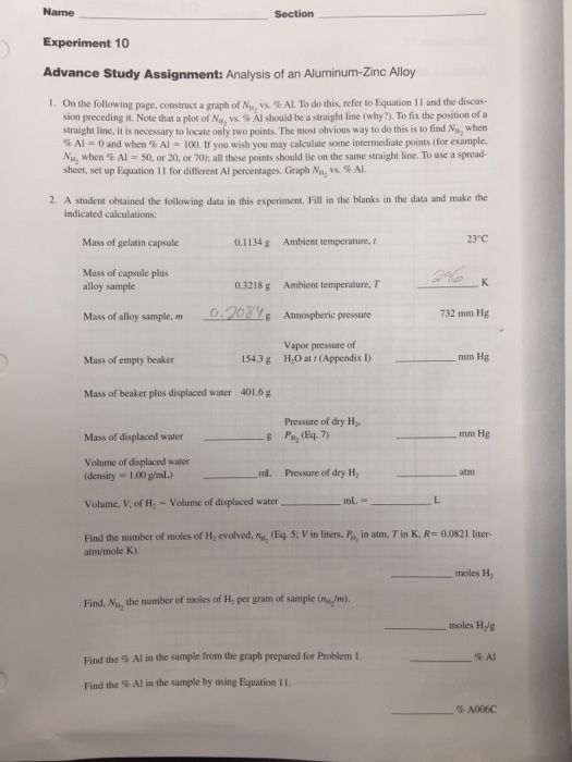 Solved Name Experiment 10 Advance Study Assignment: Analysis | Chegg.com