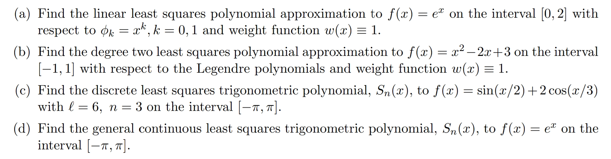 Solved (a) Find the linear least squares polynomial | Chegg.com