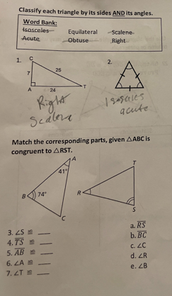 Solved Classify each triangle by its sides AND its angles. | Chegg.com