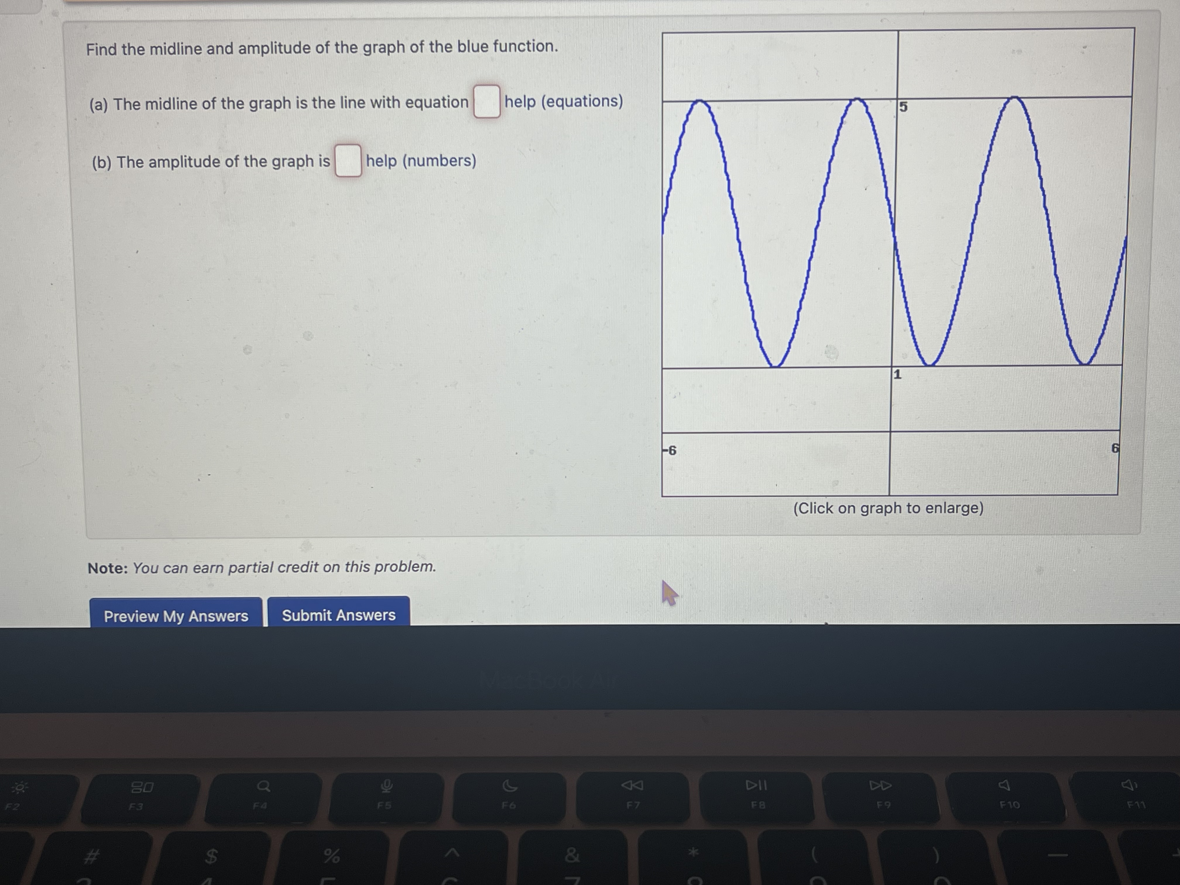 Solved Find the midline and amplitude of the graph of the | Chegg.com