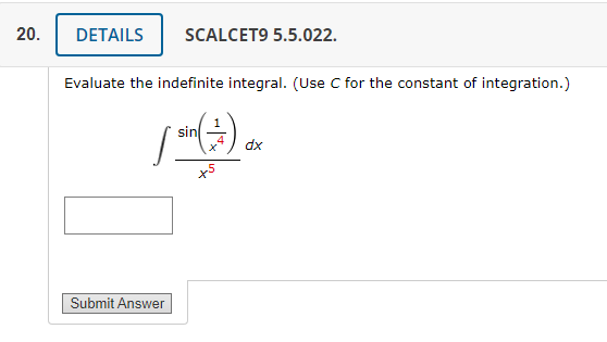Solved Evaluate the indefinite integral. (Use C for the | Chegg.com