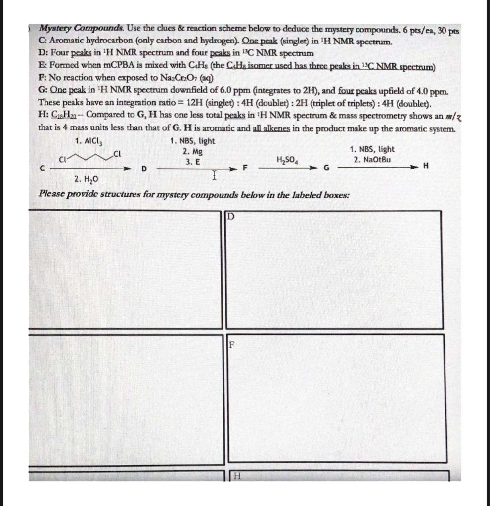 Solved Mystery Compounds. Use the clues & reaction scheme | Chegg.com