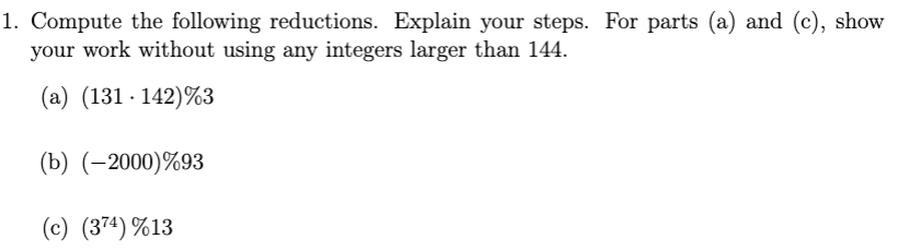 Solved Compute the following reductions. Explain your steps. | Chegg.com