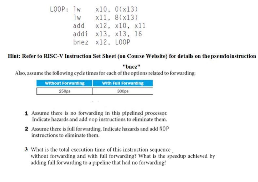 Solved LOOP: 1w x10, 0(x13) x11, 8(x13) Tw add x12, x10, x11 | Chegg.com