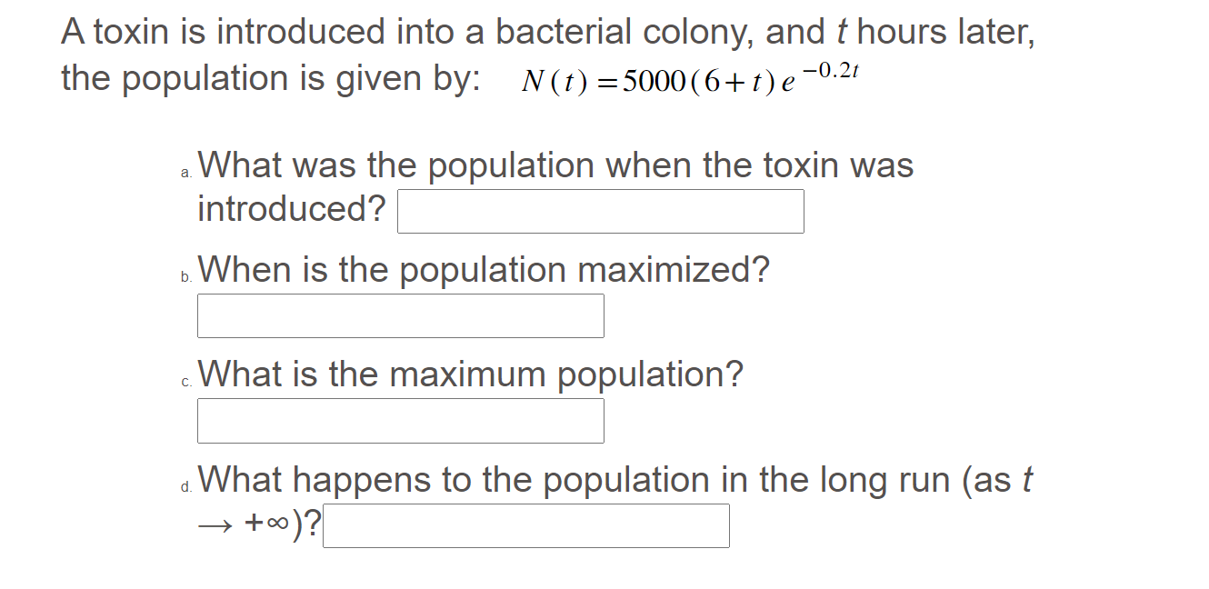 Solved A toxin is introduced into a bacterial colony, and t | Chegg.com