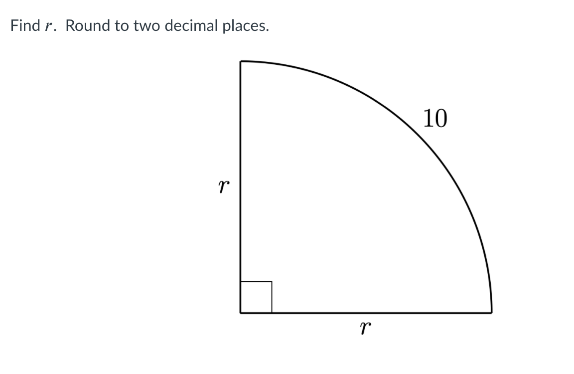 Solved Find r. Round to two decimal places. 10 r r | Chegg.com